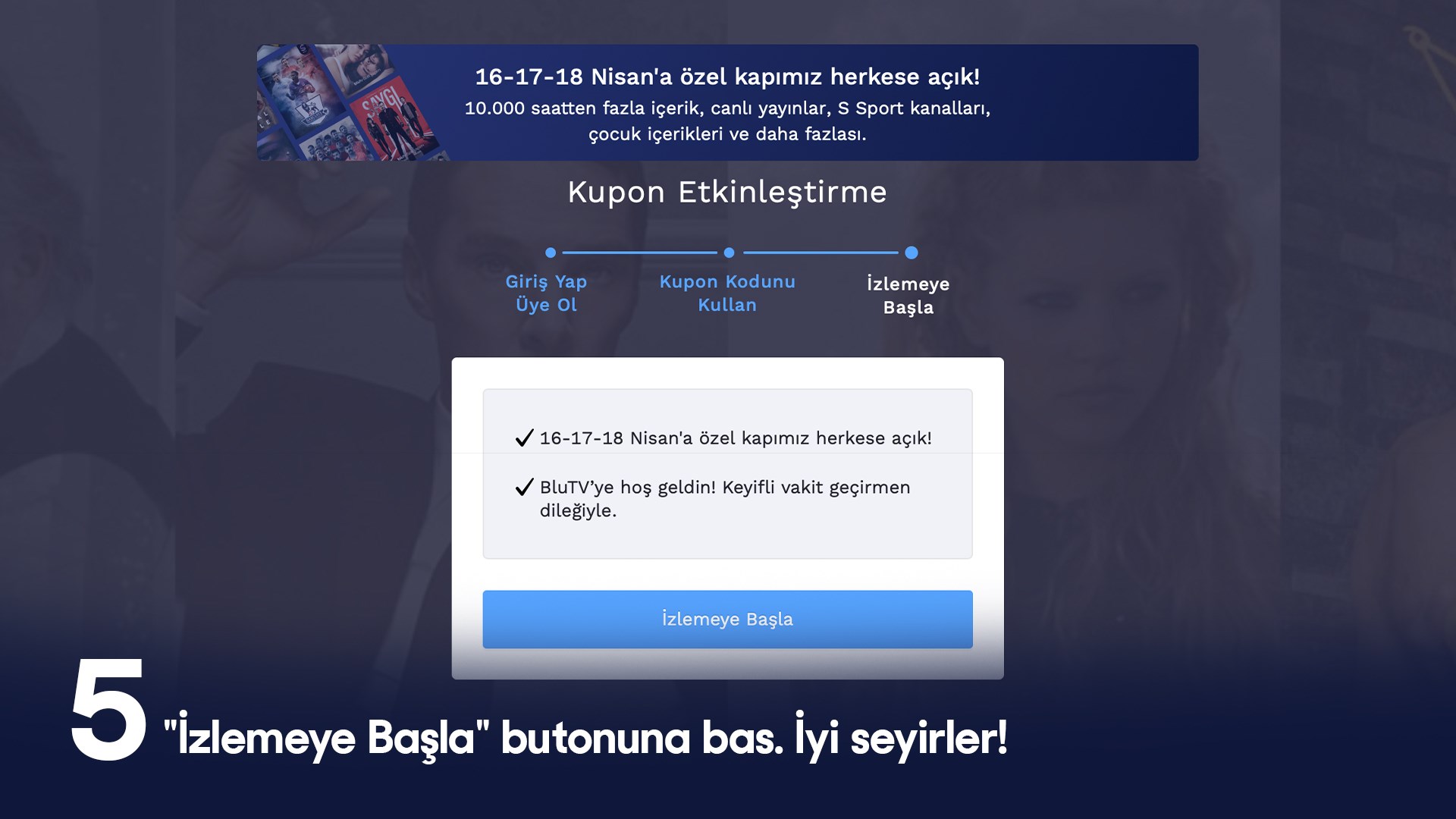 BluTV önümüzdeki 3 gün boyunca ücretsiz olarak hizmet verecek ... BluTV önümüzdeki 3 gün boyunca ücretsiz olarak hizmet verecek ...